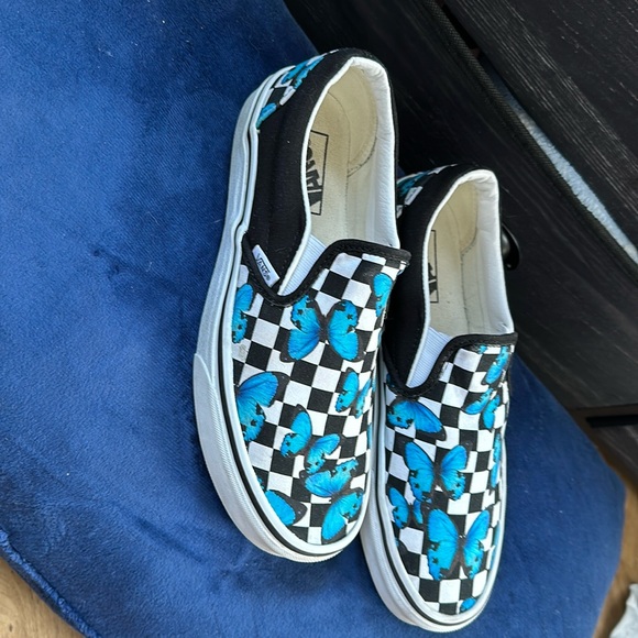 Vans | Shoes | Trending Blue Butterfly Low Top Vans | Poshmark